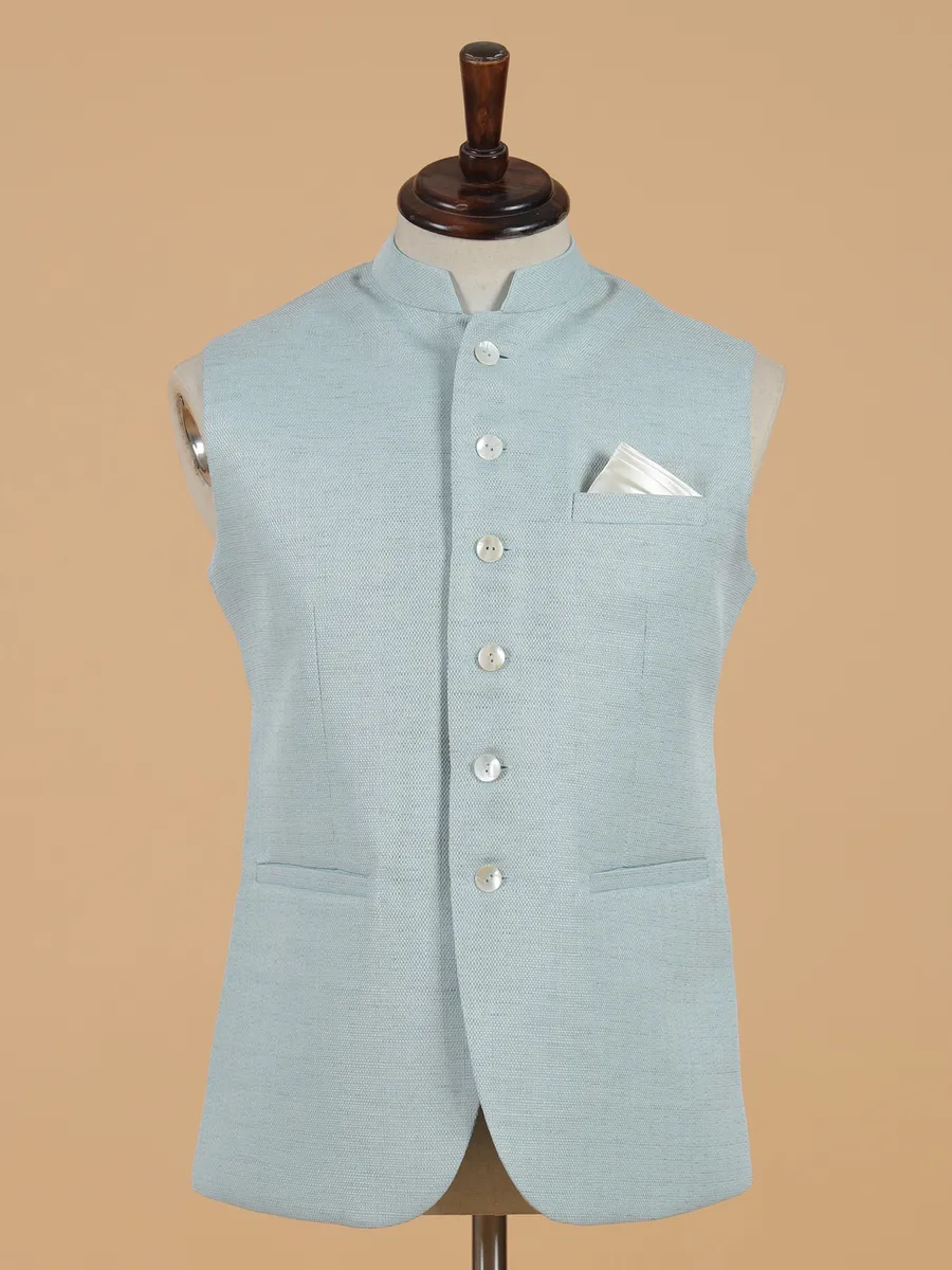 Stunning sky blue waistcoat for men-G3-MWC2596 | United States