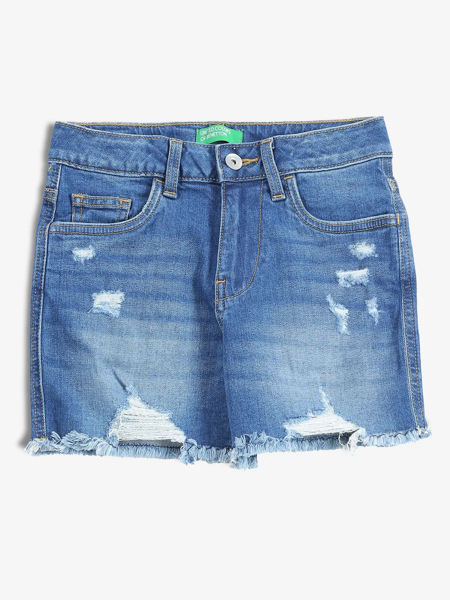 UCB dark blue ripped jeans shorts-G3-GHP0401