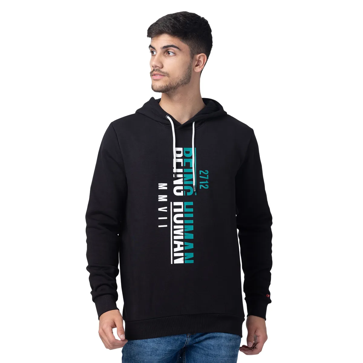 Being Human Regular Fit Men Hooded Hoody-Black