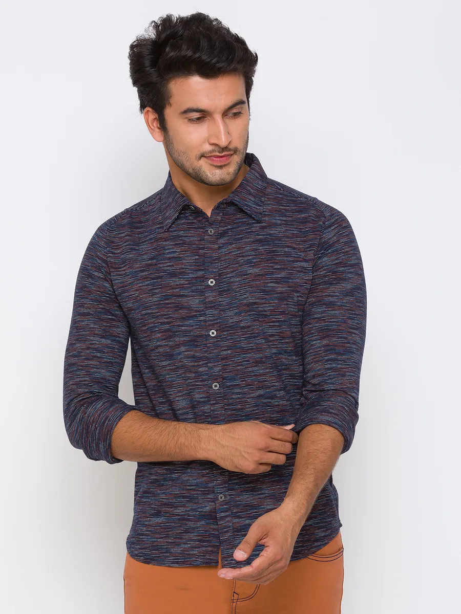 Being Human Super Slim Fit Men Collared Shirts-Navy