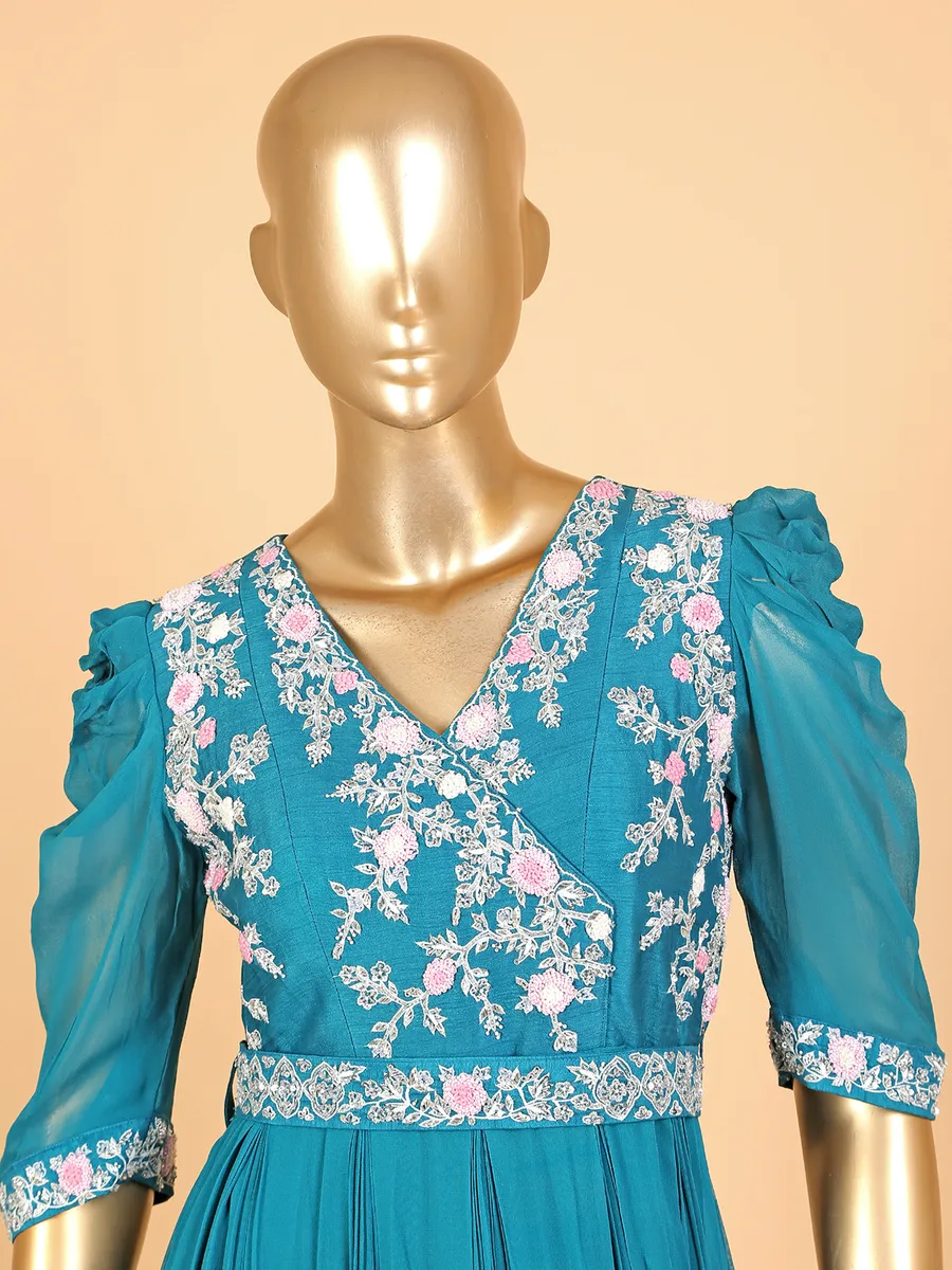 Latest rama blue georgette anarkali suit-G3-WSS41587 | Singapore