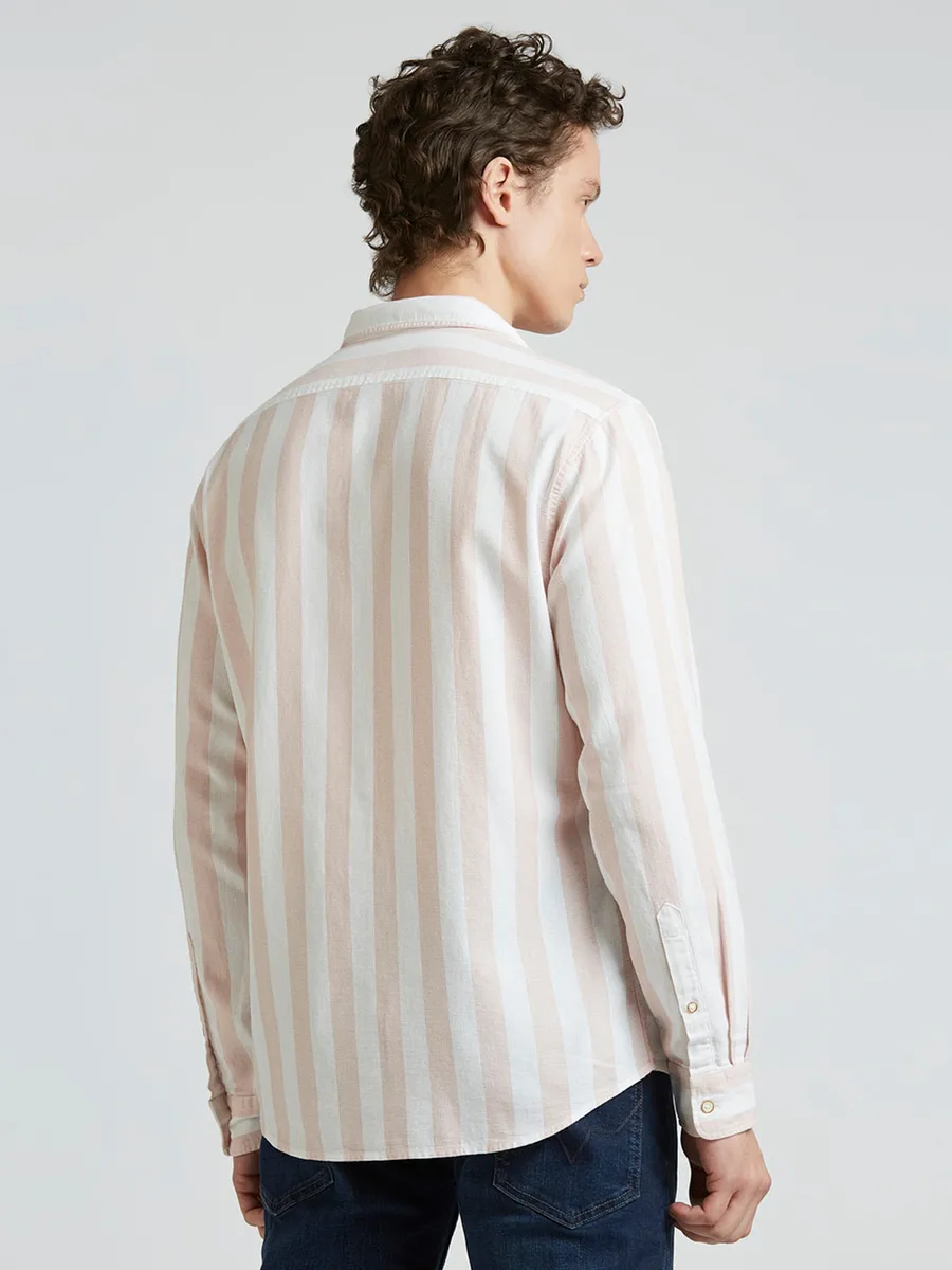 PEPE pink striped cotton casual shirt-G3-MCS14366 | United States