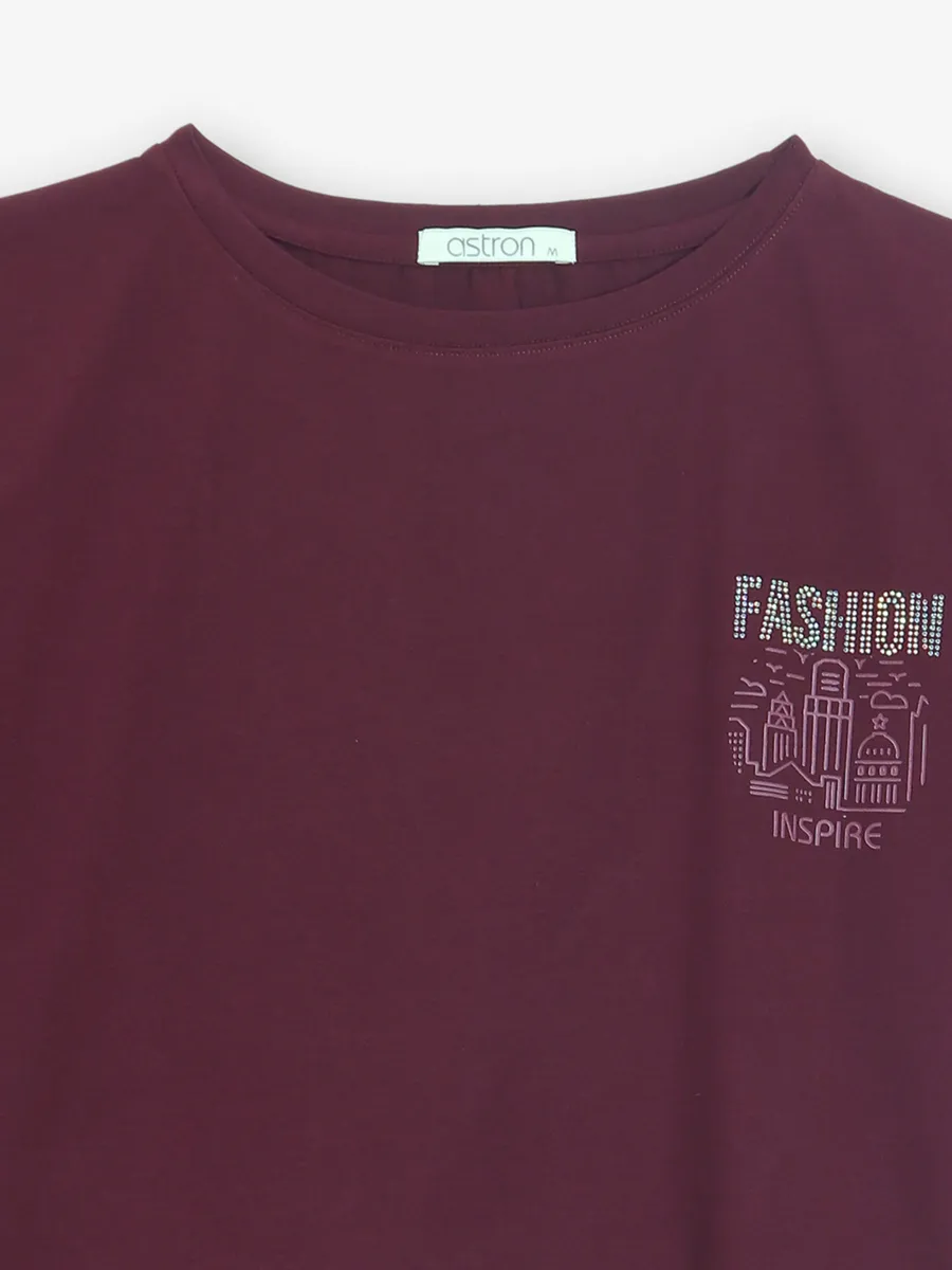 ASTRON wine printed cotton t-shirt-G3-WTO5223 | United States