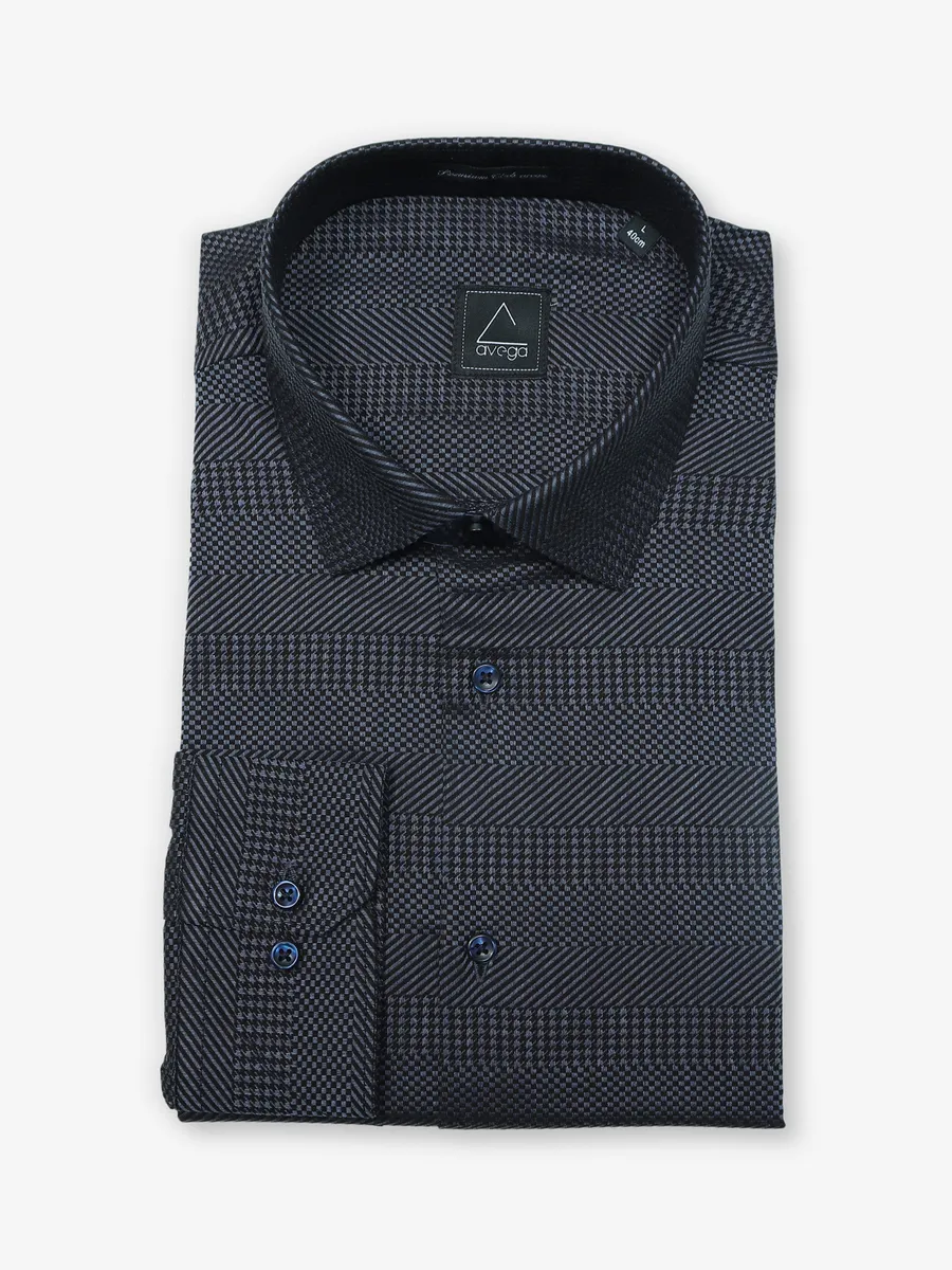 AVEGA black cotton texture formal shirt-G3-MFS14516 | United Kingdom