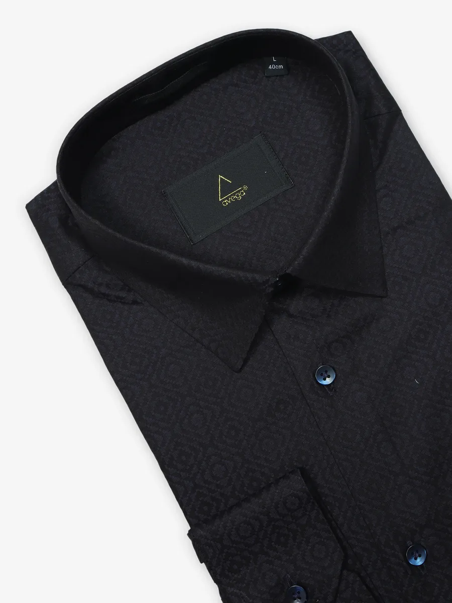AVEGA black texture cotton formal shirt-G3-MFS14542 | United States