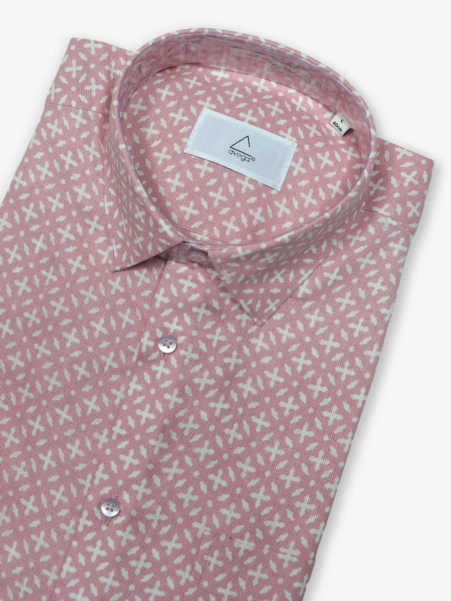 AVEGA pink printed linen formal shirt-G3-MFS14525