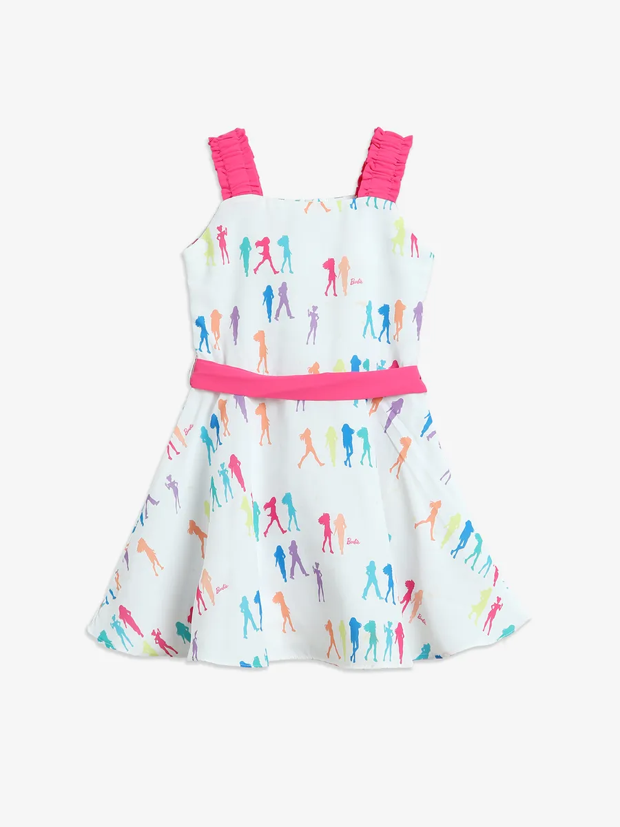 BARBIE white printed cotton frock-G3-GDR0578 | United States