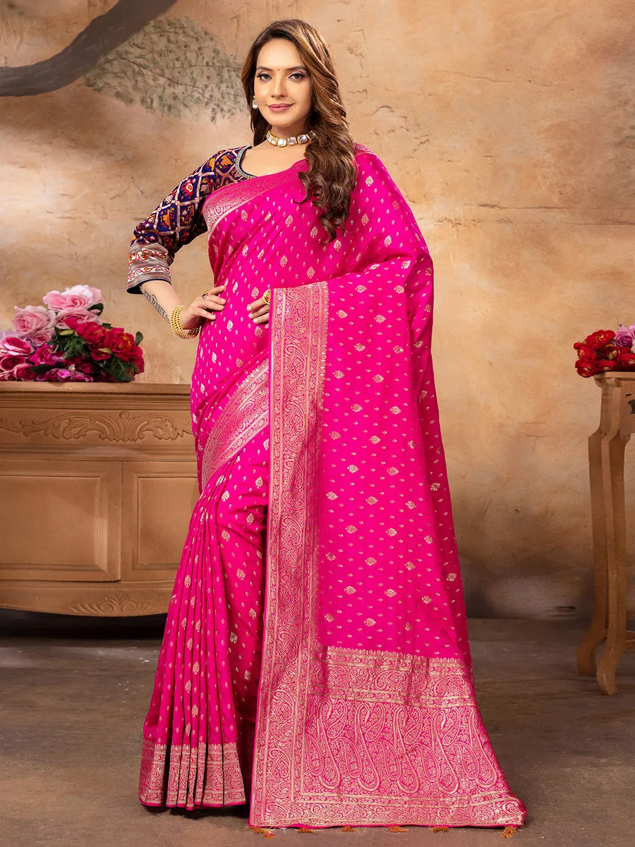 Beautiful rani color dola silk saree-G3-WSA57101