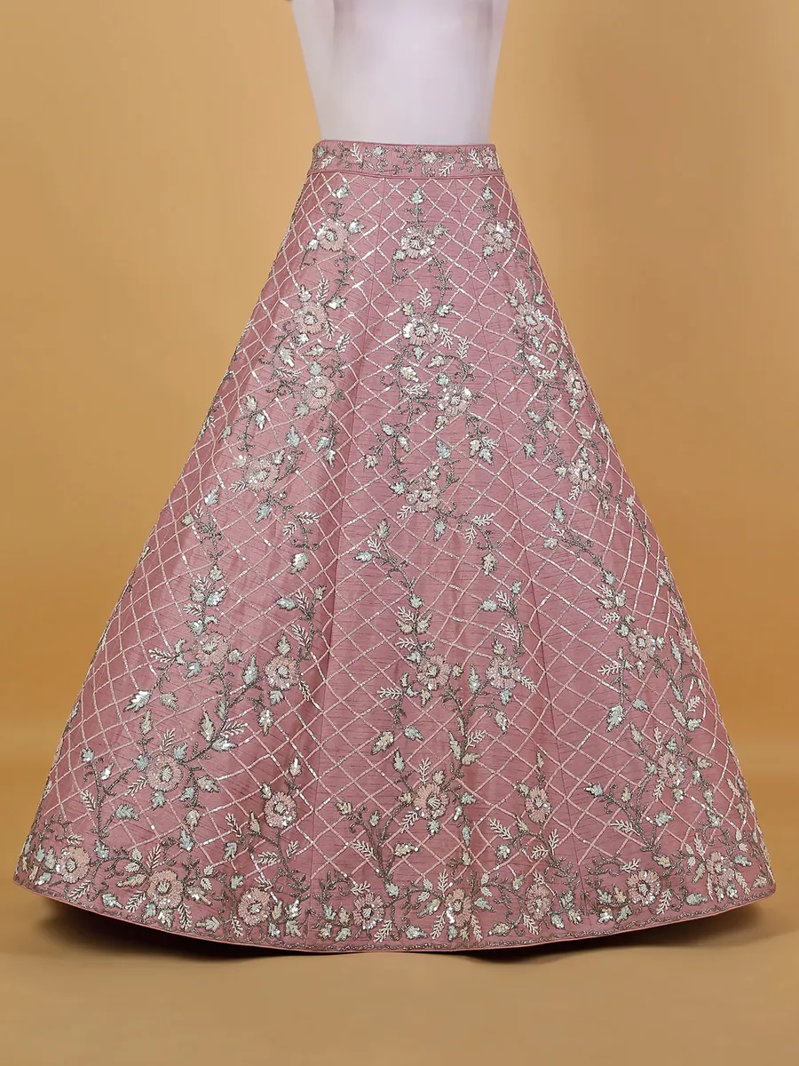 Beautiful Raw silk light pink unstitched lehenga choli...