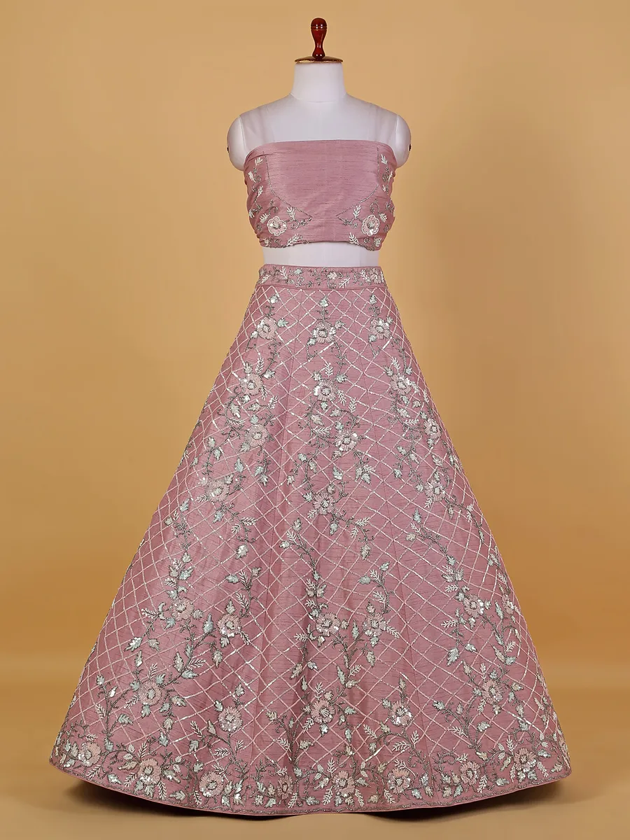 Beautiful Raw silk light pink unstitched lehenga choli...