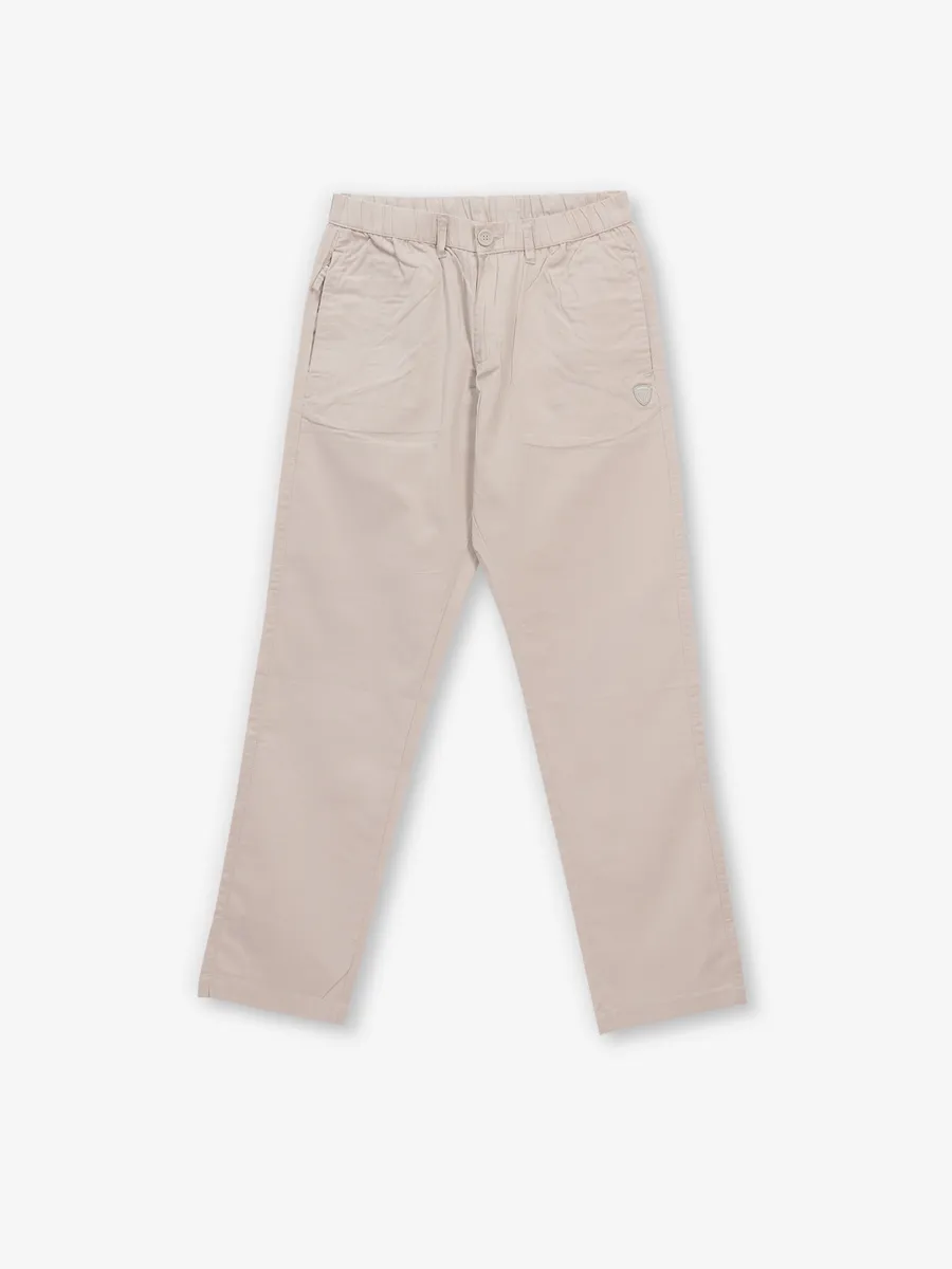 BEEVEE beige solid cotton track pant-G3-MTP0662