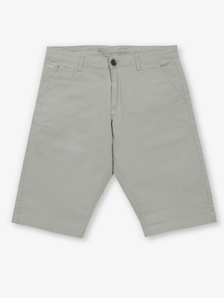 BEEVEE light grey cotton solid shorts-G3-MSO0737 | United States