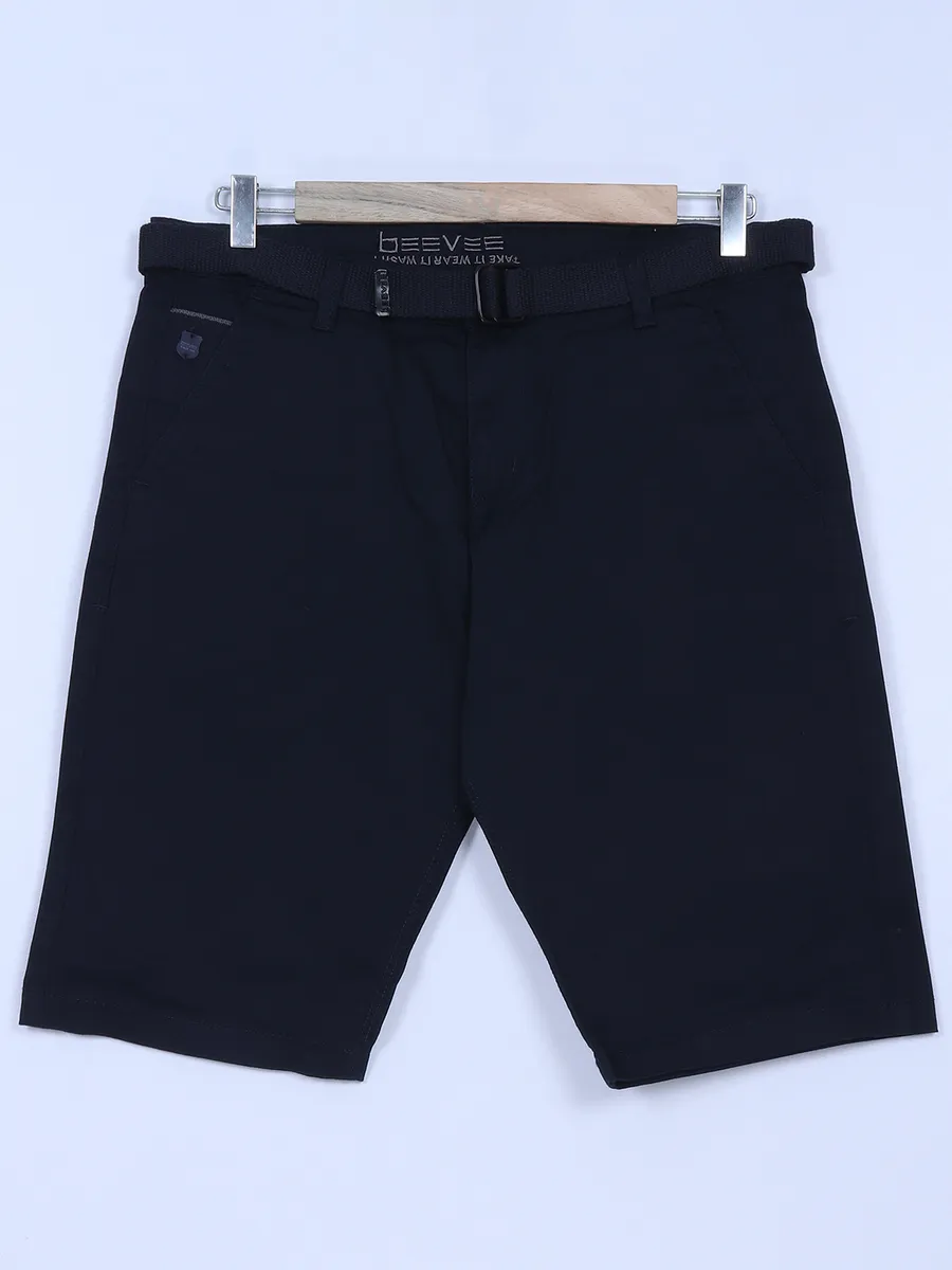 BeeVee solid navy cotton men shorts-G3-MSO0618 | United States