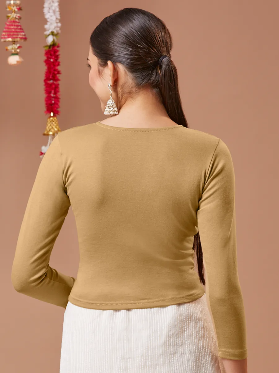 Beige cotton readymade blouse-G3-RB2145 | United States