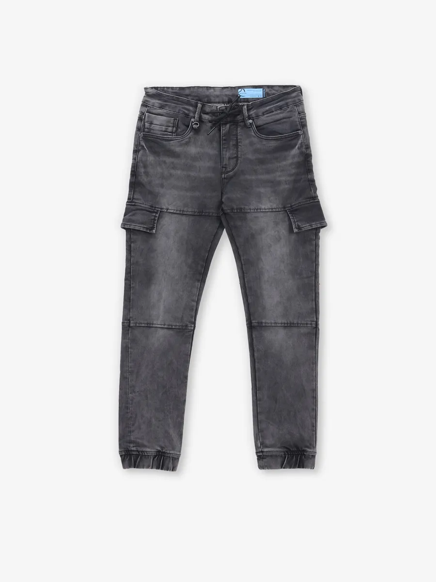 BEING HUMAN black washed cargo denim jsens-G3-MJE5495