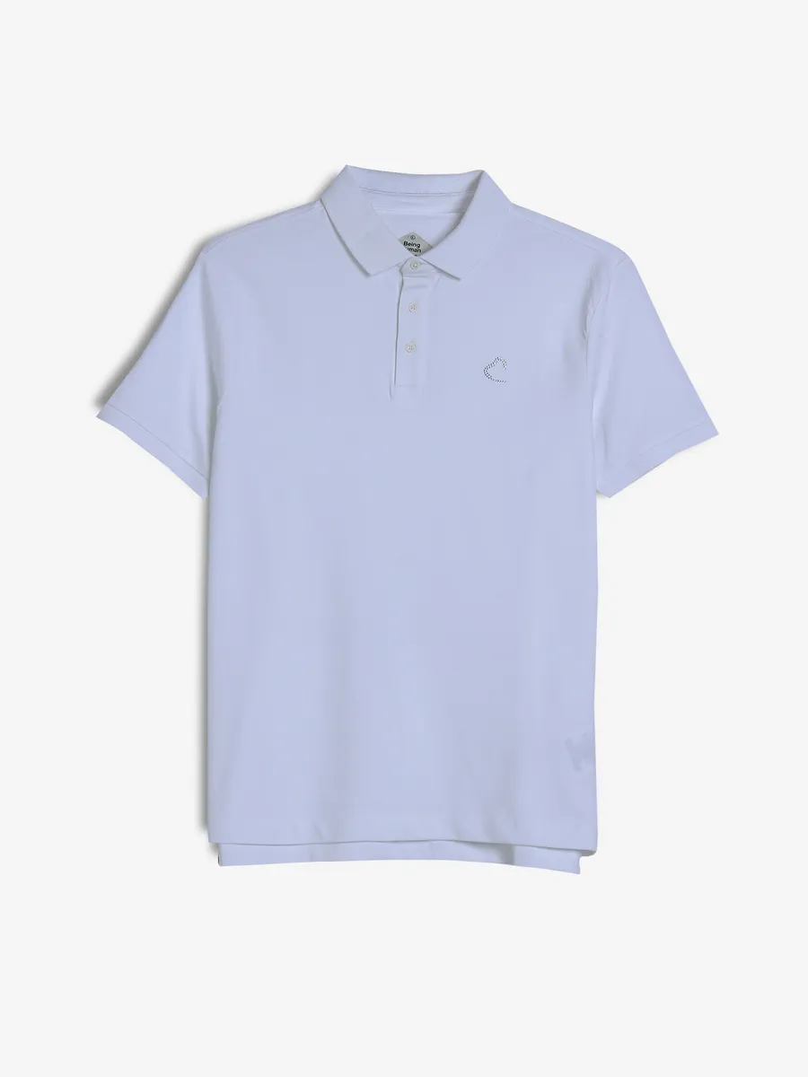BEING HUMAN casual plain white polo t-shirt-G3-MTS18367 | United...