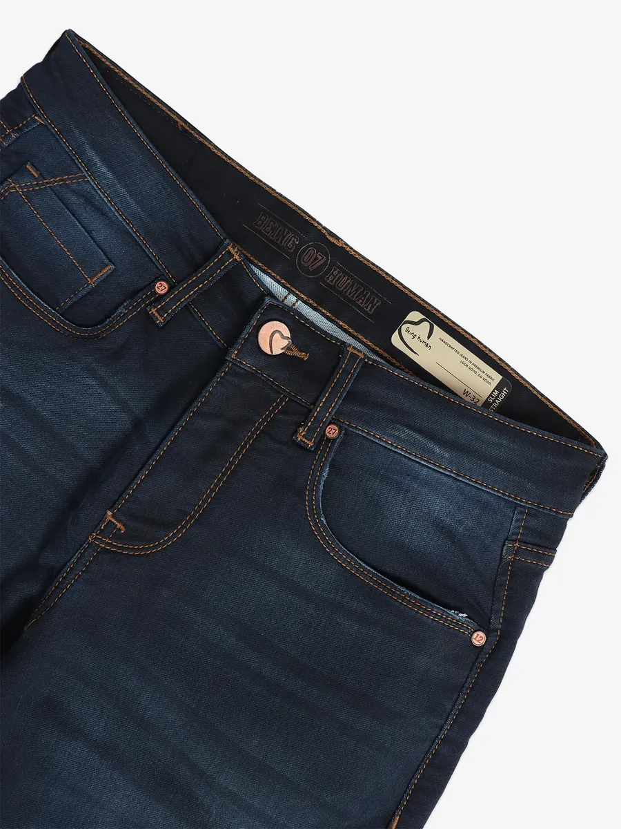 BEING HUMAN navy slim straight fit jeans-G3-MJE4914 | United States
