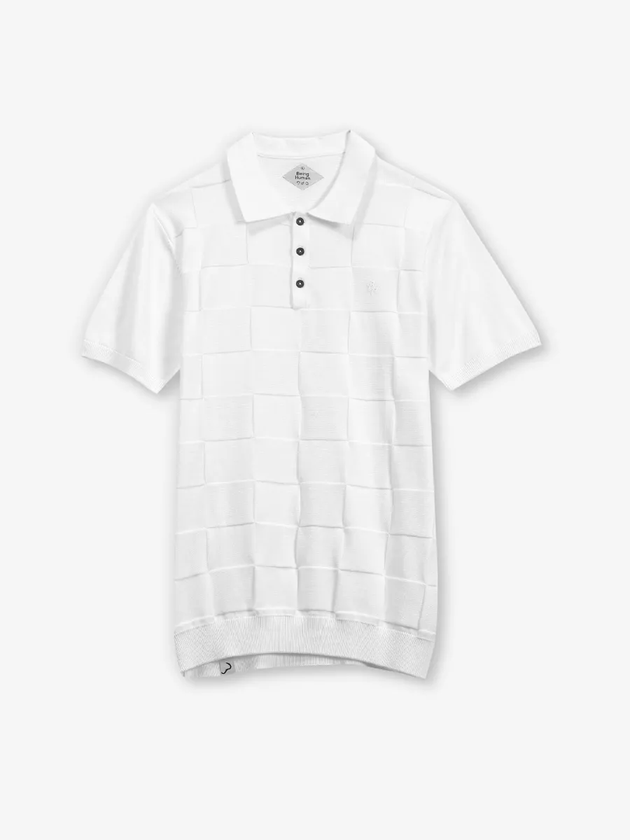 BEING HUMAN off-white texture polo t-shirt-G3-MTS19244