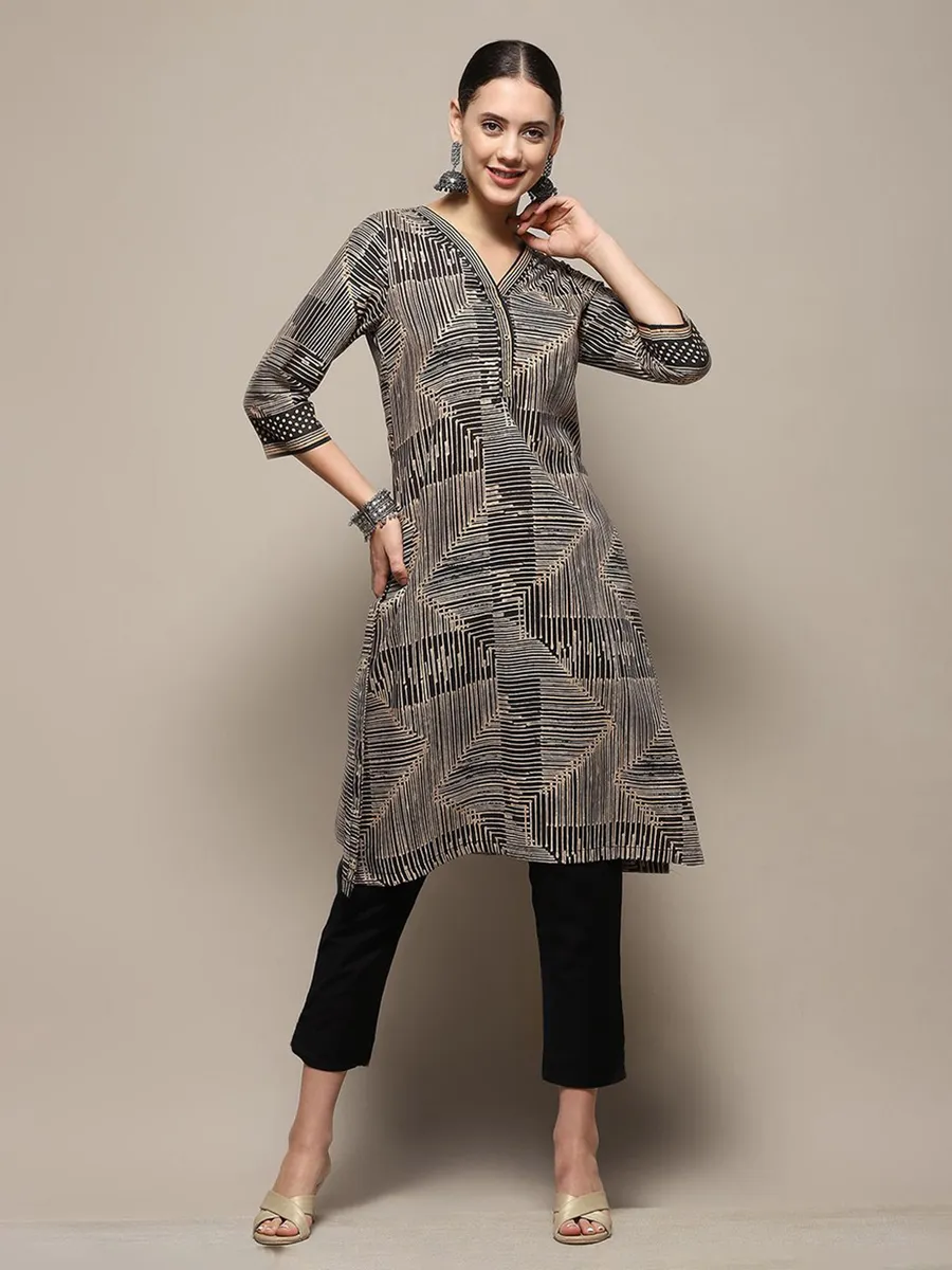 BIBA black zig-zag pattern cotton kurti-G3-WKU02848 | United States