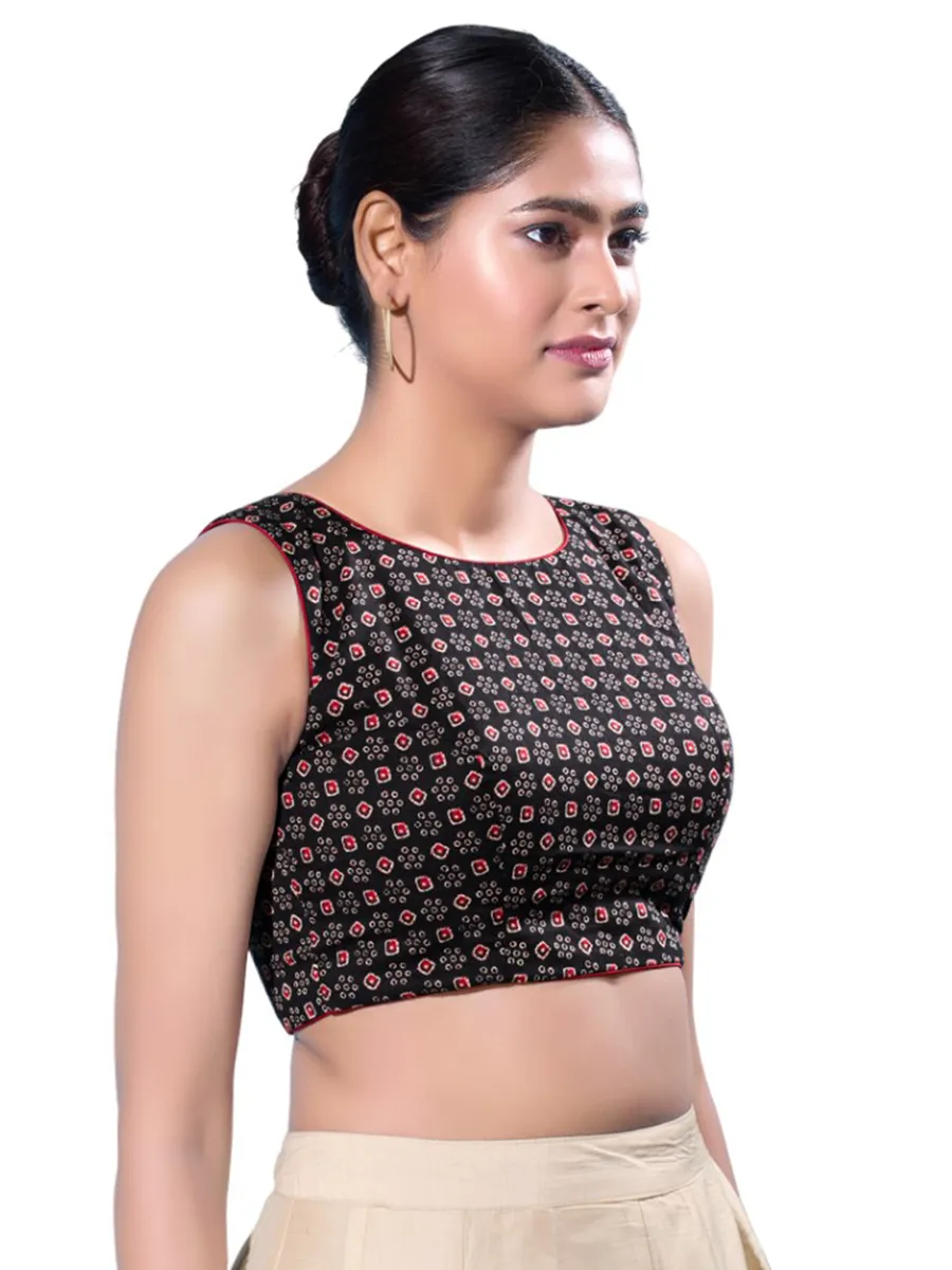 Black printed cotton blouse-G3-RB1921 | United States
