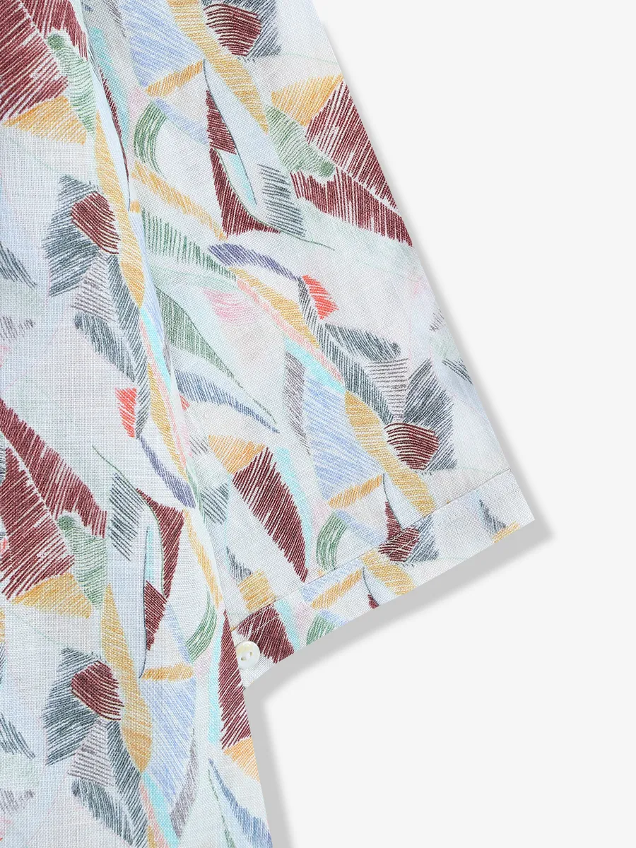 BOOM white printed linen tunic top-G3-WTO4884 | United Kingdom