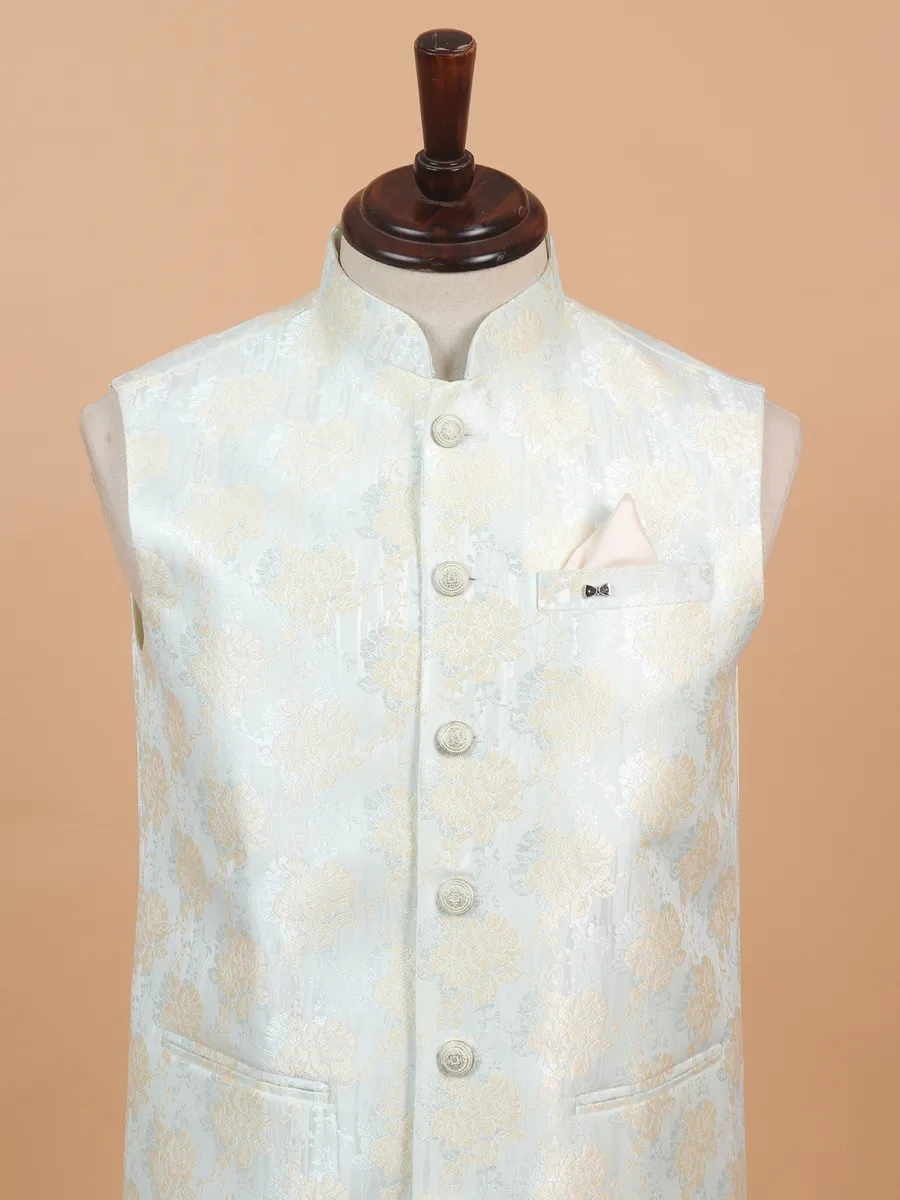Brocade waistcoat in sky blue-G3-MWC2686 | United States