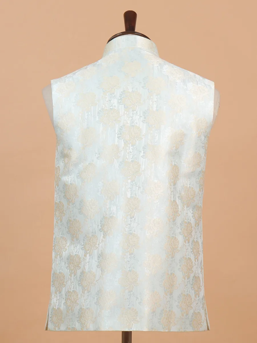 Brocade waistcoat in sky blue-G3-MWC2686 | United States