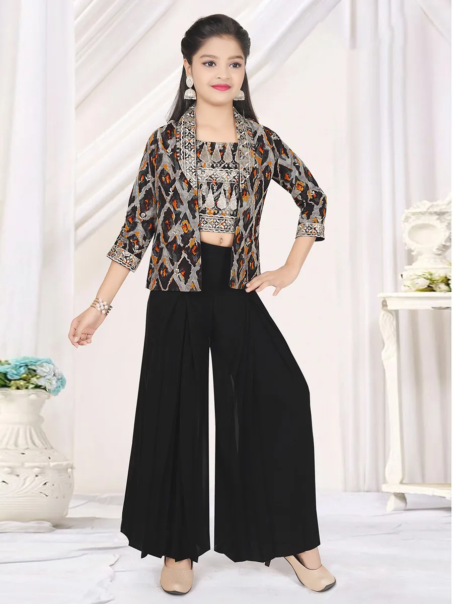 Classic black jacket style palazzo set-G3-GSS2863 | United States