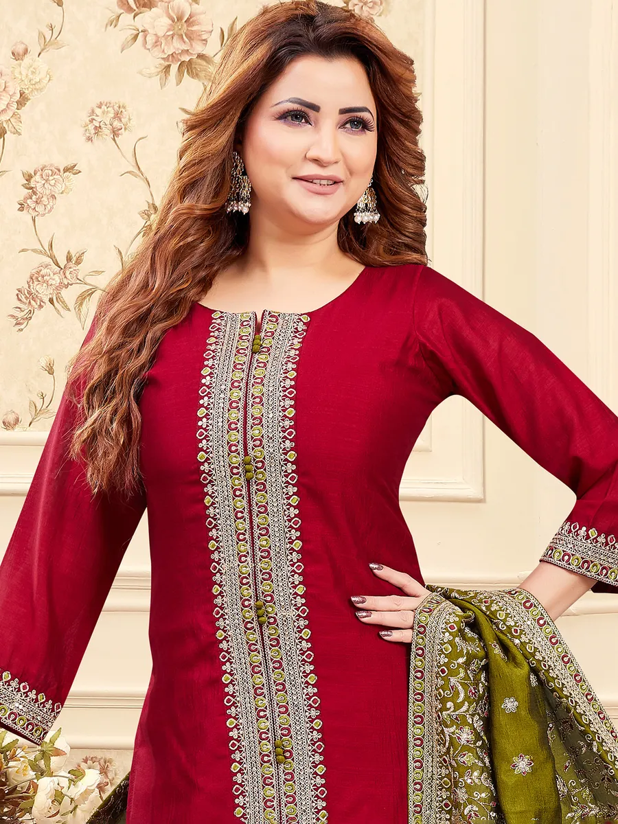 Classic red silk salwar suit for festive-G3-WSS42570 | United States