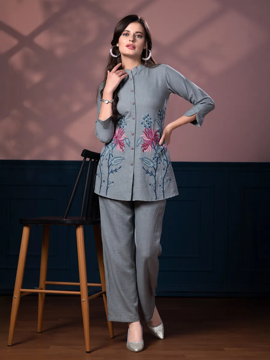 Classy dark grey co ord set-G3-WCS15425