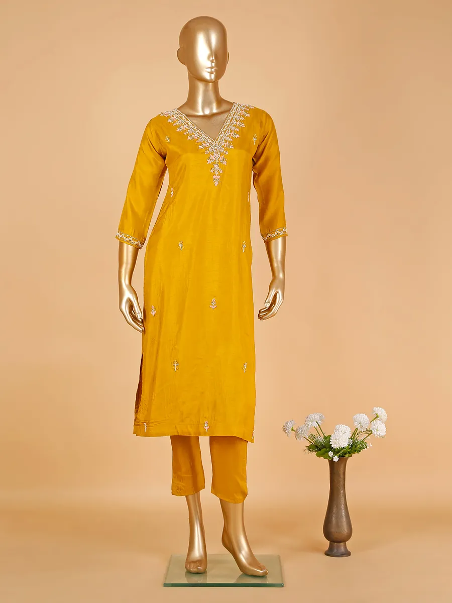 Classy mustard yellow salwar suit in silk-G3-WSS41026