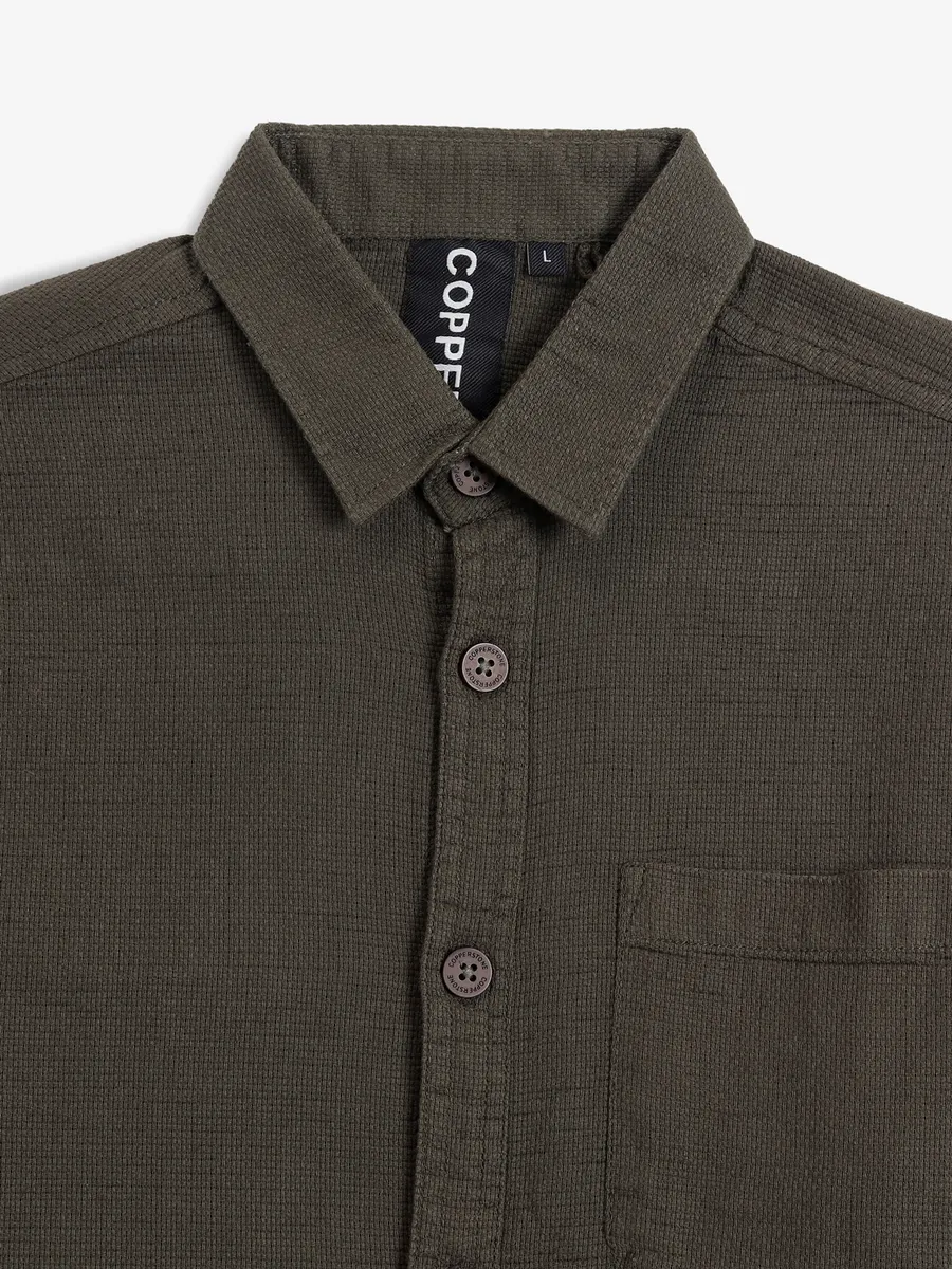 COPPER STONE olive cotton shirt-G3-MCS14042