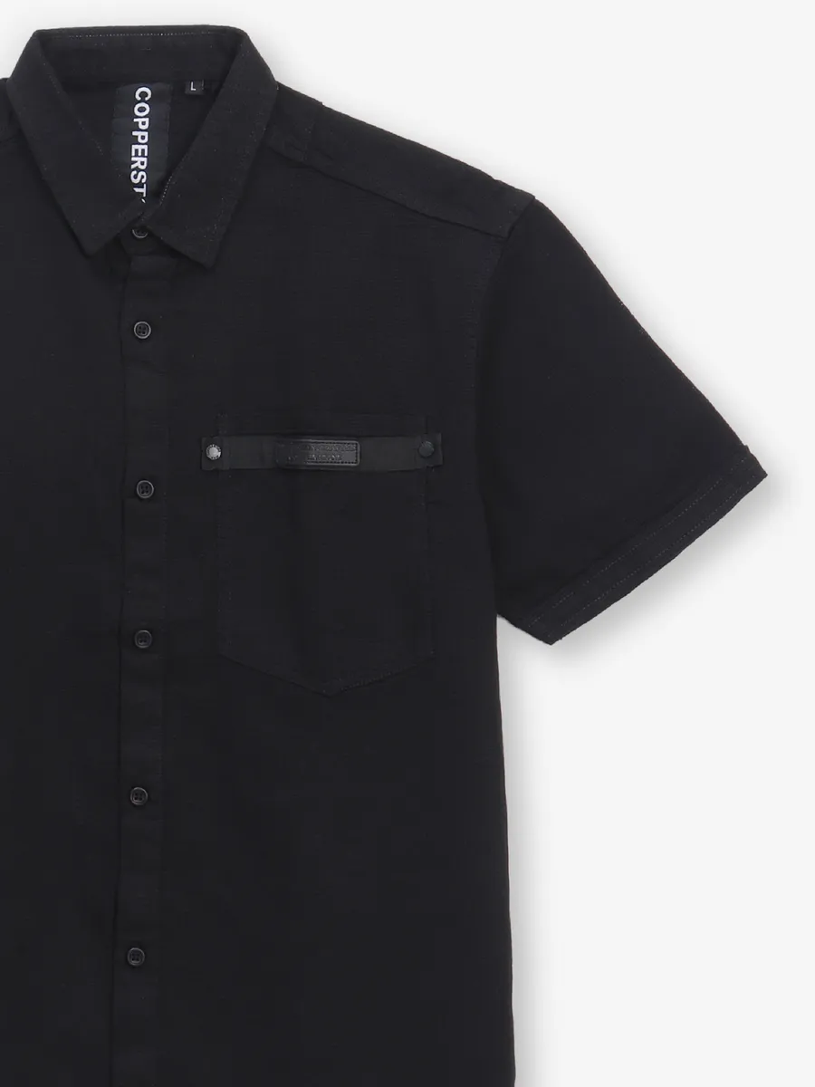COPPERSTONE plain black cotton shirt-G3-MCS15155