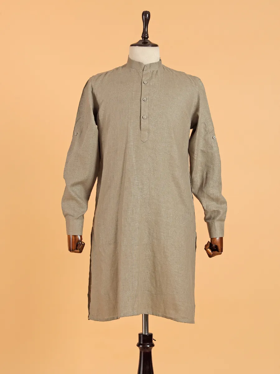 Cotton kurta in plain dusky khakhi-G3-MSP01360 | United States