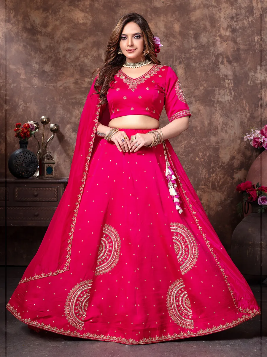 Dark megenta lehenga choli in silk-G3-WLC16276
