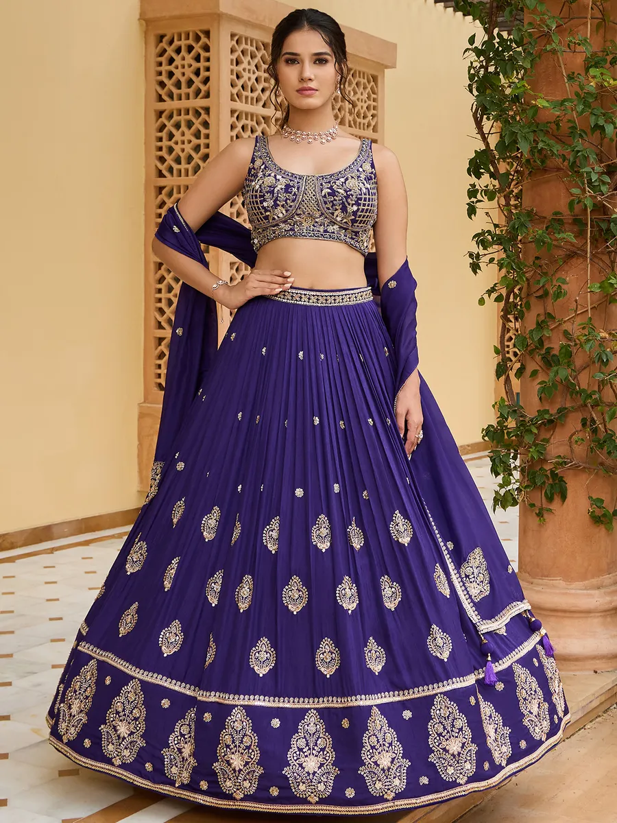 Dark purple lehenga choli for wedding-G3-WLC15742 | United States