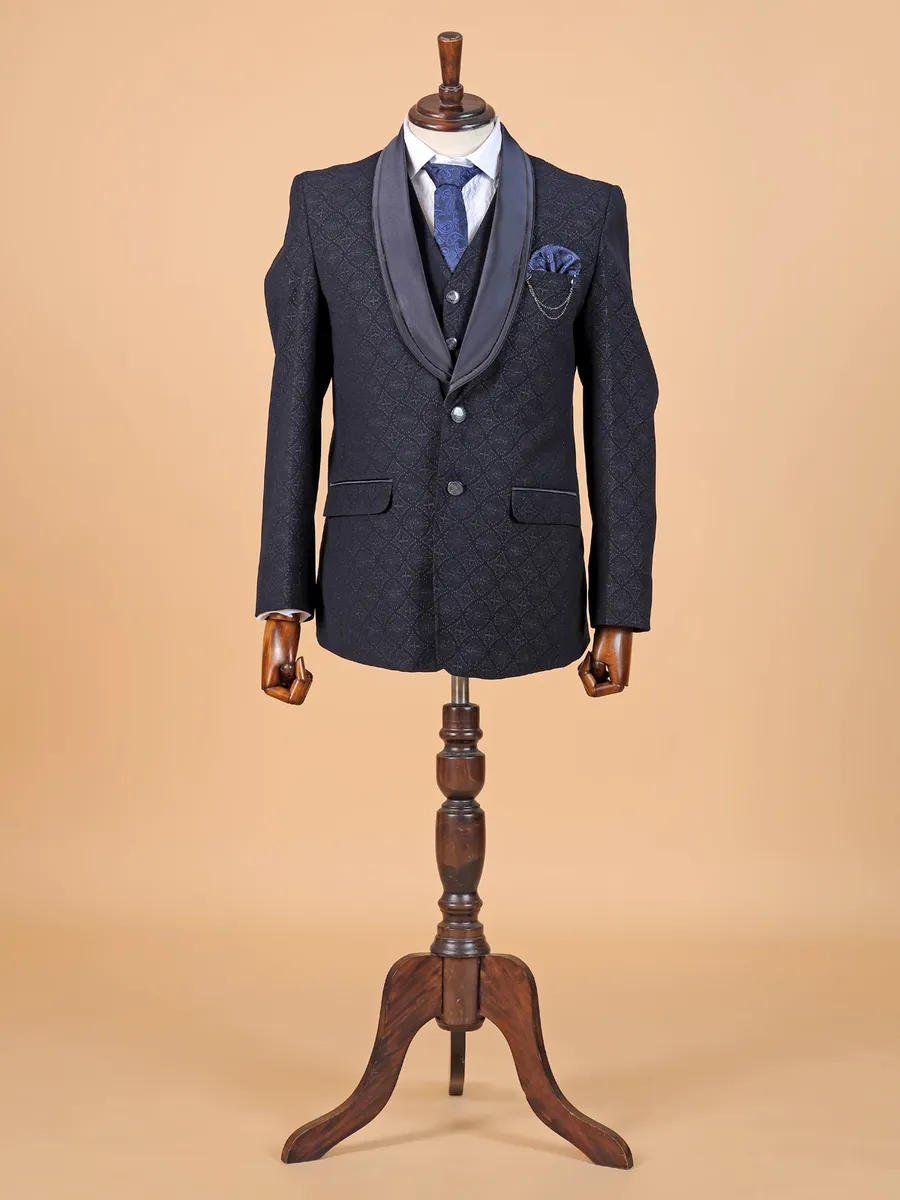 Dazzling navy blue terry rayon coat suit-G3-MCO1372 | United States