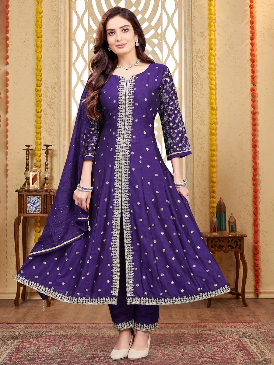 Elegant dark purple salwar kameez in silk-G3-WSS42802 | United States