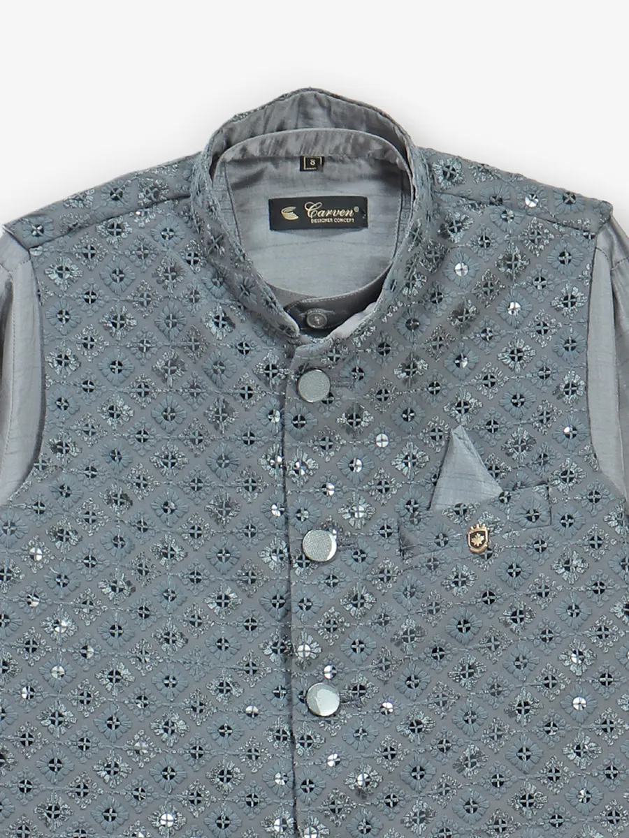 Elegant grey cotton silk waistcoat set-G3-BWCS11450 | United States