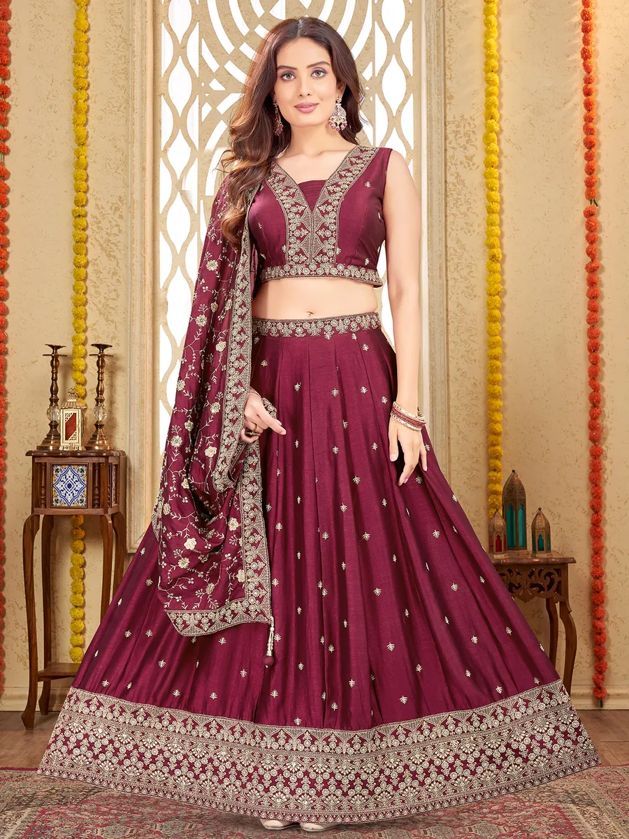 Enchanting maroon lehenga choli in silk-G3-WLC16181