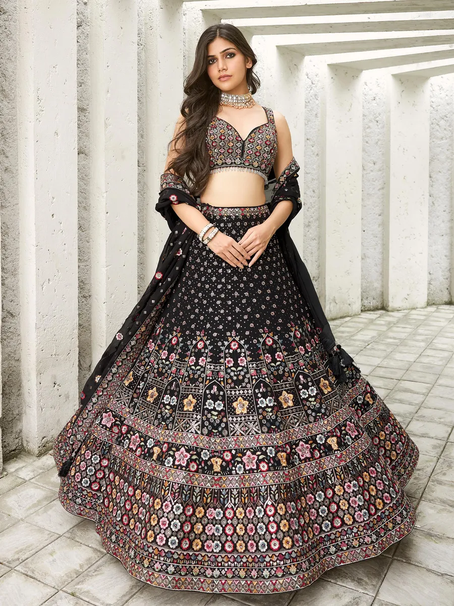 Fabulous black lehenga choli in georgette-G3-WLC14173