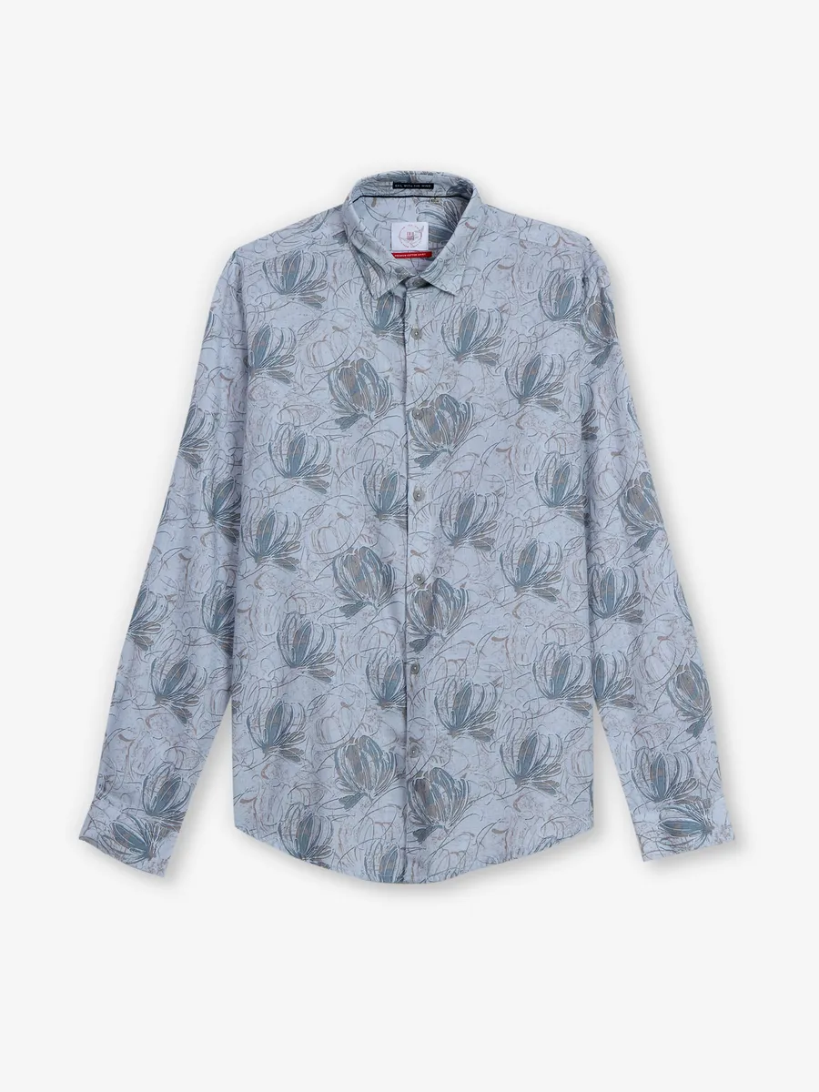 FRIO grey printed cotton shirt-G3-MCS14799