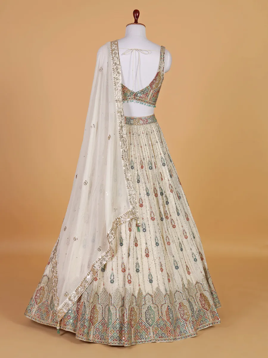 Georgette cream wedding sytle lehenga choli-G3-WLC15868 | United...