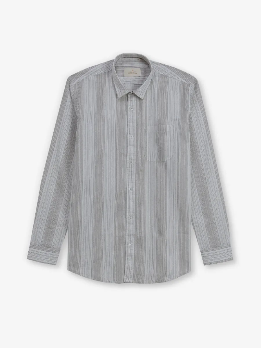 GIANTI grey stripe cotton shirt-G3-MCS15407
