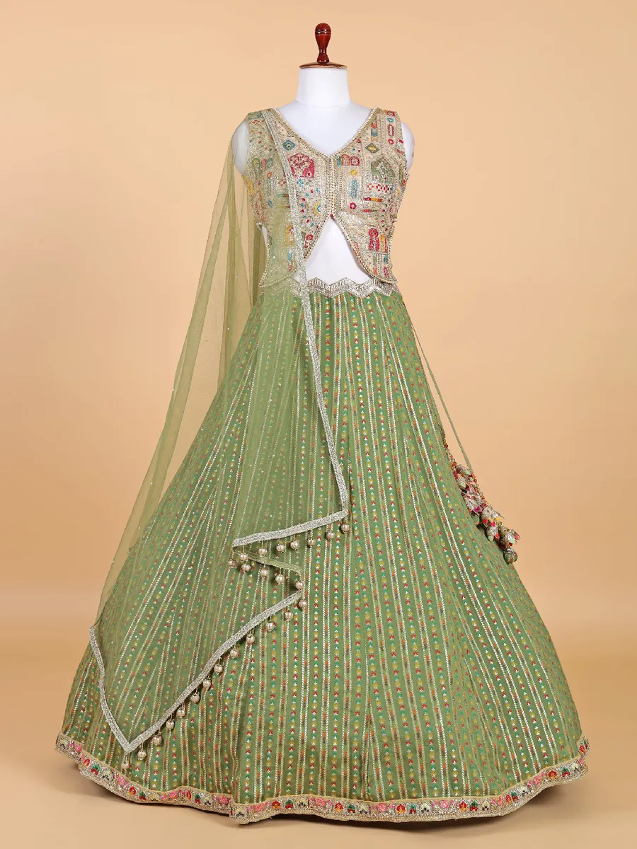 Glamorous light green silk lehenga choli-G3-WLC16109 | Australia