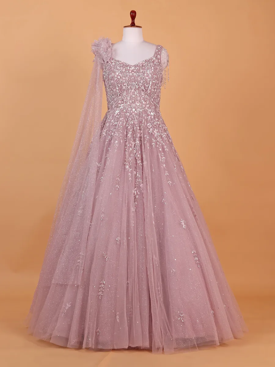 Gorgeous light pink net gown-G3-WGO2548 | United States