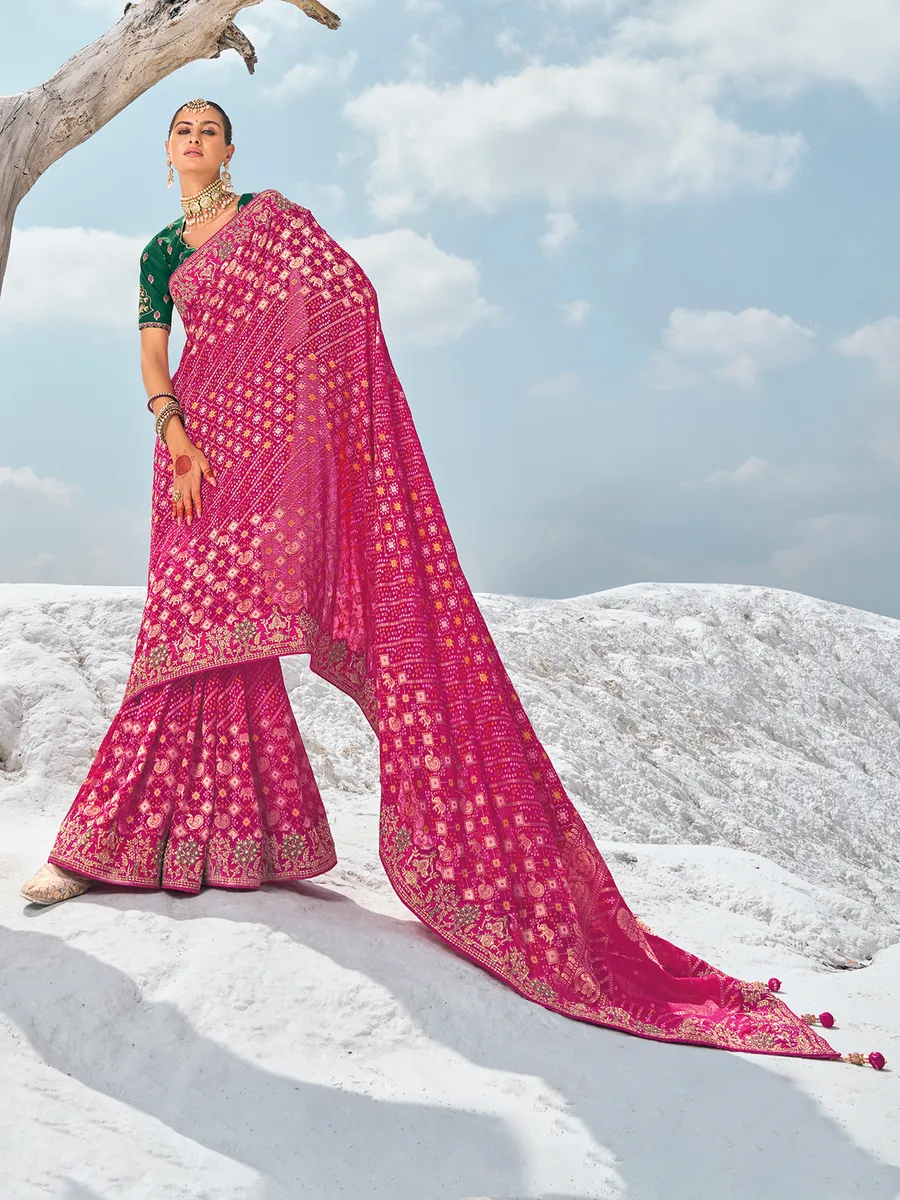 Gorgeous rani color zari weaving saree-G3-WSA56677 | United States