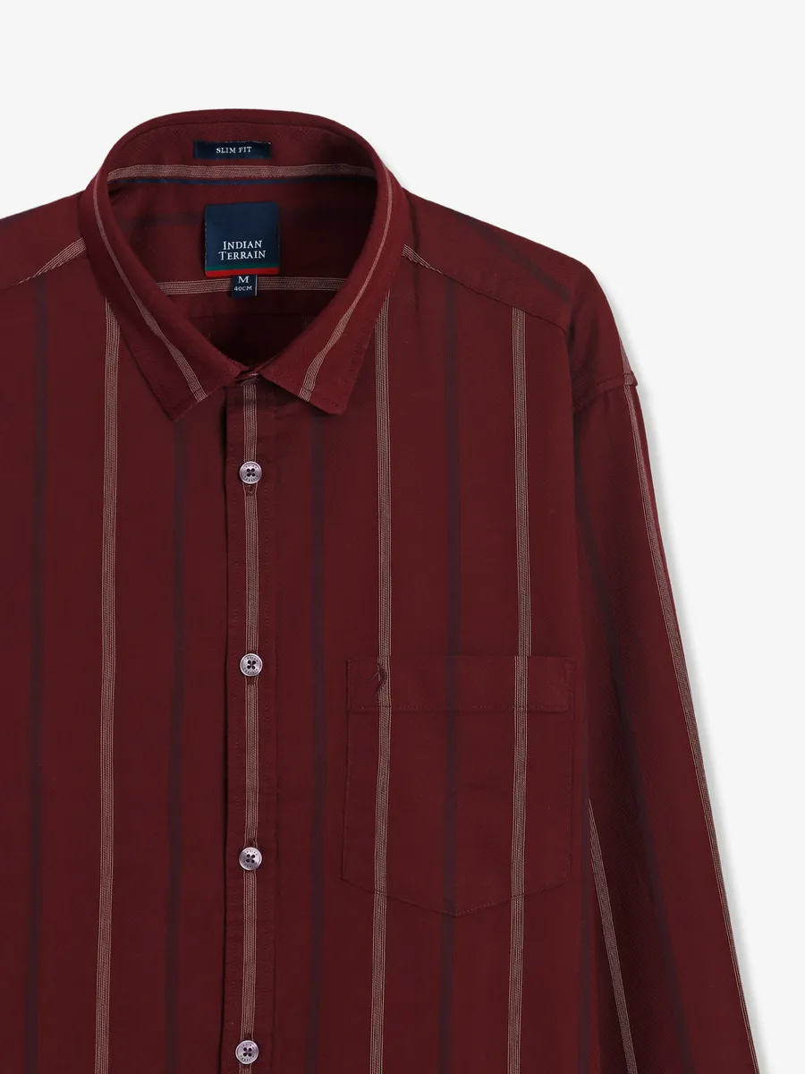 Indian Terrain maroon stripe shirt-G3-MCS12715 | United States