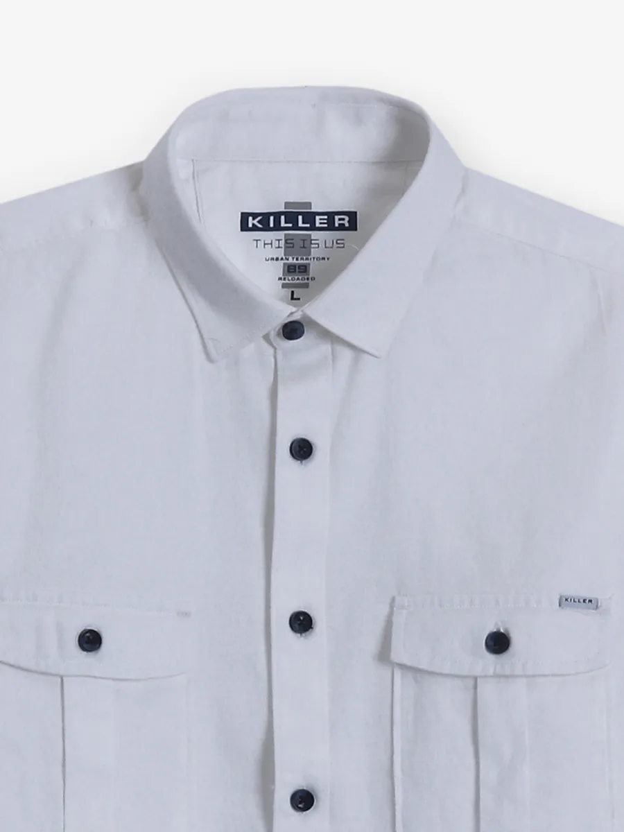 KILLER plain cotton white shirt-G3-MCS14793