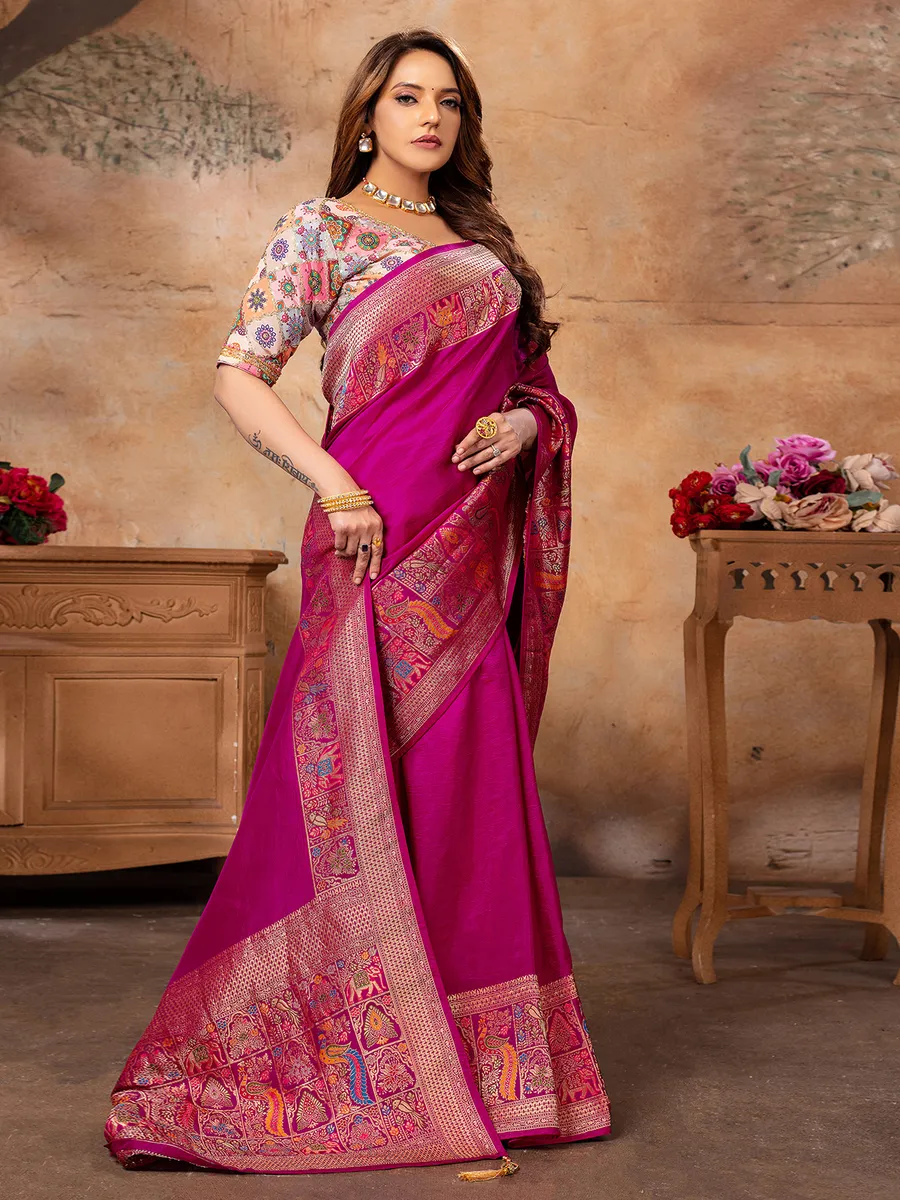 Latest magenta dola silk saree for wedding-G3-WSA57094